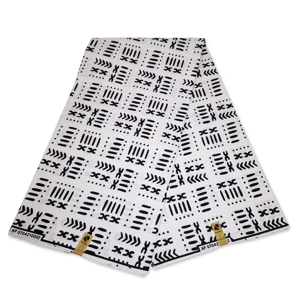 African White / Black Bogolan / Mud Cloth Print Fabric / Cloth (Tradit ...