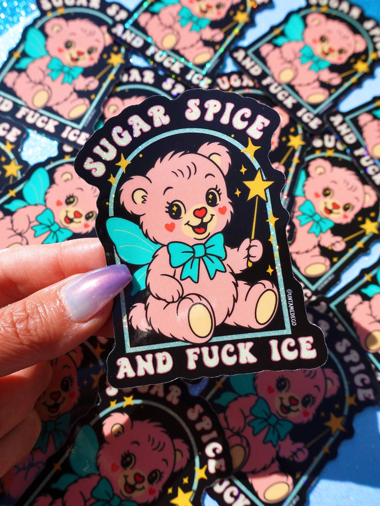 Sugar Spice and F*ck Ice – Retro Bear Glitter Vinyl Sticker – Three ...