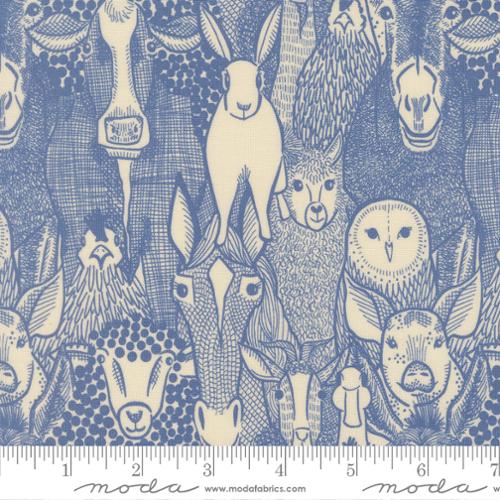 Barnyard Faces in Cobalt -- The Henhouse by Gingiber for Moda Fabrics ...