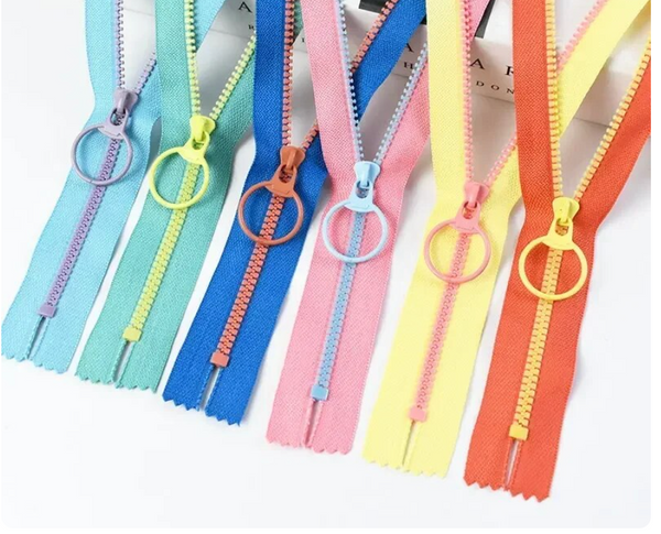 6" 3# Resin Zippers Ring Zip Slider Assorted Colors – Three Little ...