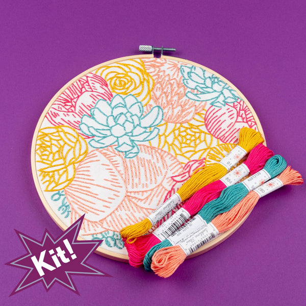 Floral Profusion 8" Embroidery Kit -- PopLush Embroidery – Three Little ...